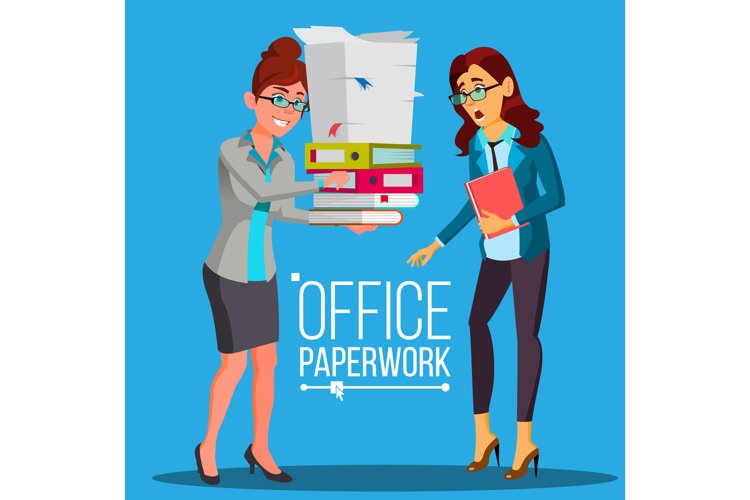 Business Woman Doing Paperwork Vector. Office (644683)