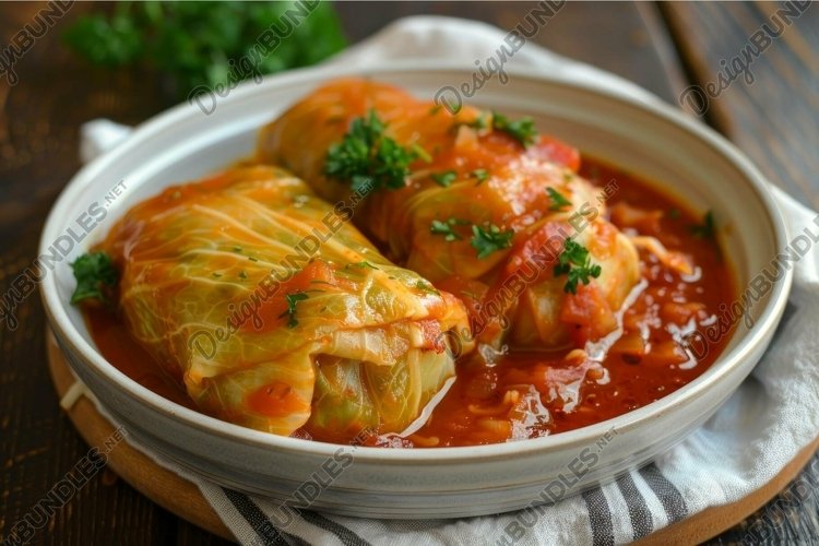 Cabbage rolls stuffed with minced meat and rice, (4607262)