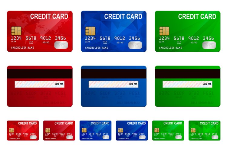 Credit cards. Vector set.