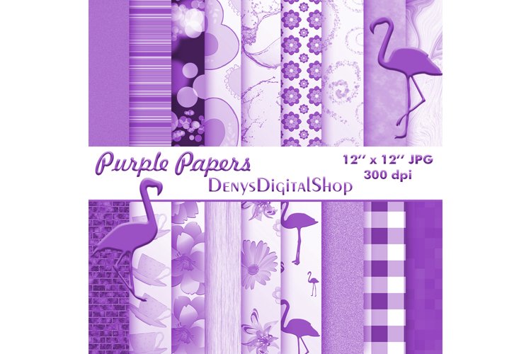 Purple Digital Paper, Purple Paper Flowers, Purple Pack, off