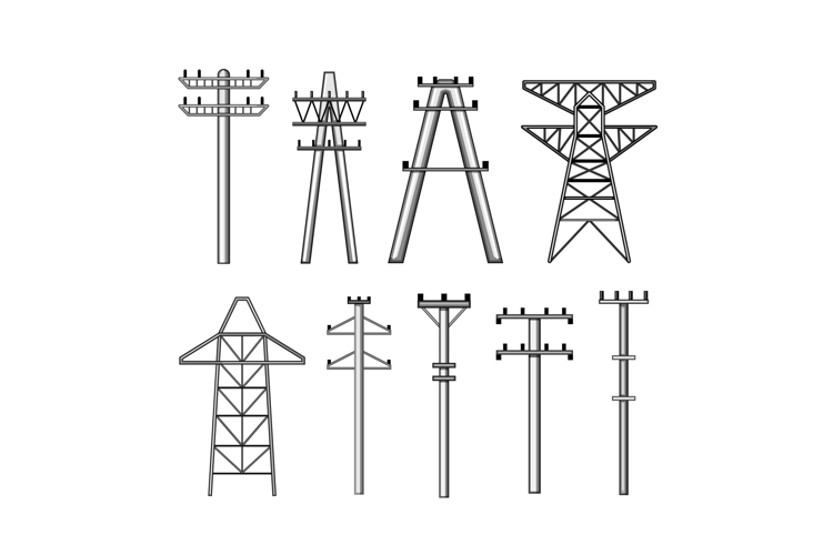 electric pylon set cartoon (6565370)