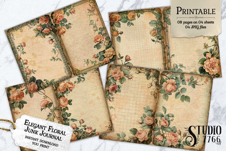 Elegant Floral Junk Journal Pages (3440174)