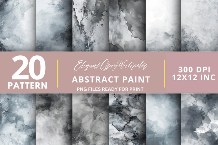 Elegant Gray Watercolor Digital Paper Bundle