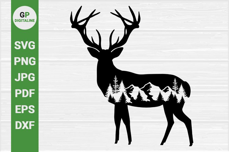 Deer, Forest and Mountain, Wildlife SVG