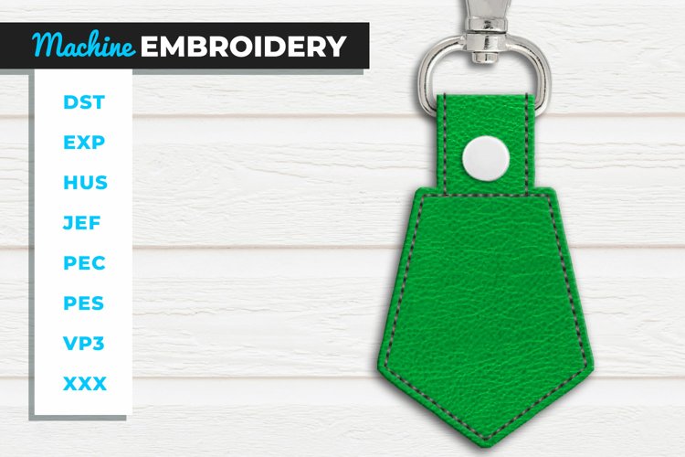 Elongated Pentagon Shaped Blank Key Fob - ITH - Embroidery