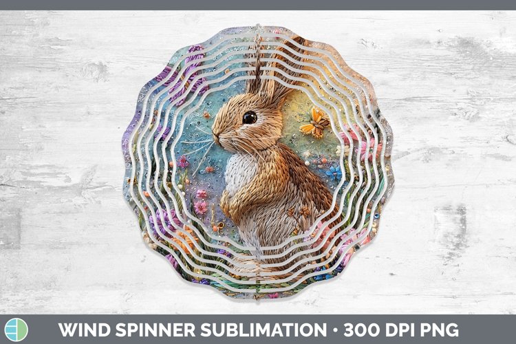 Embroider Snowshoe Hare Wind Spinner Sublimation Spinner Des