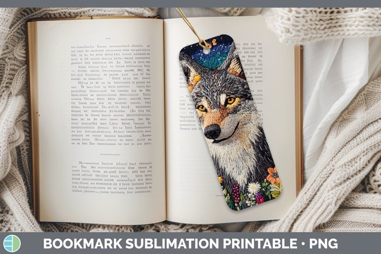 Embroider Wolf Bookmark Sublimation Printable Designs