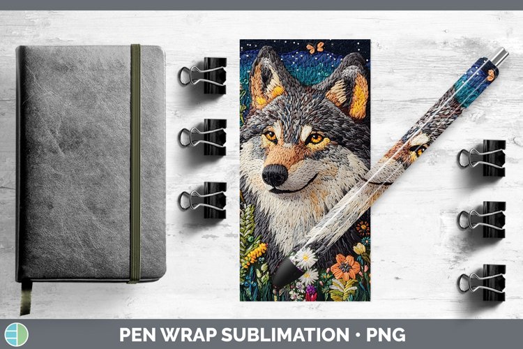 Embroider Wolf Pen Wrap Sublimation Pen Designs