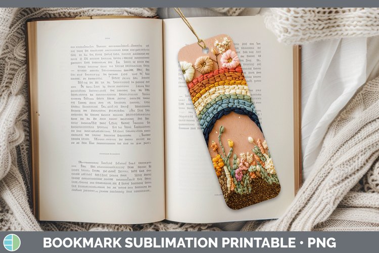 Embroidered Rainbow Bookmark Sublimation Printable Designs