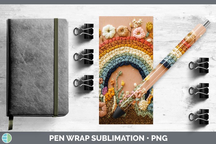 Embroidered Rainbow Pen Wrap Sublimation Pen Designs