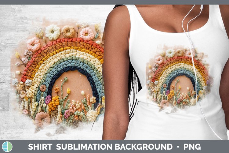 Embroidered Rainbow Shirt Sublimation Sublimation Background
