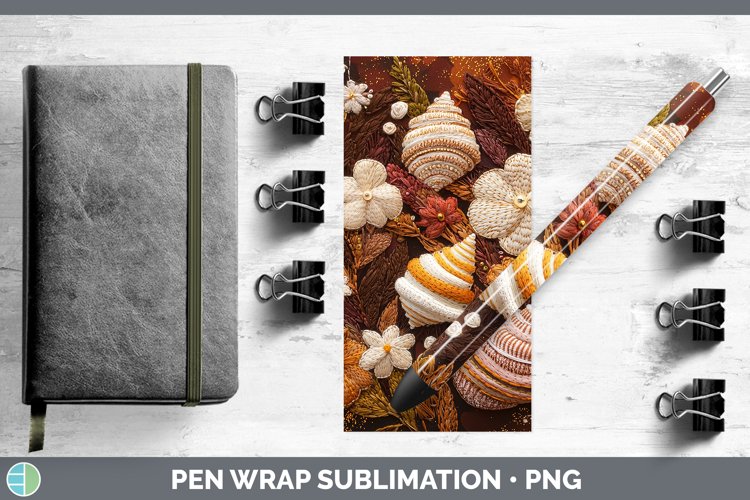 Embroidered Seashell Pen Wrap Sublimation Epoxy Pen Designs