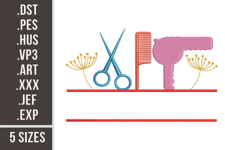 Hairdresser Split Monogram | Embroidery Design