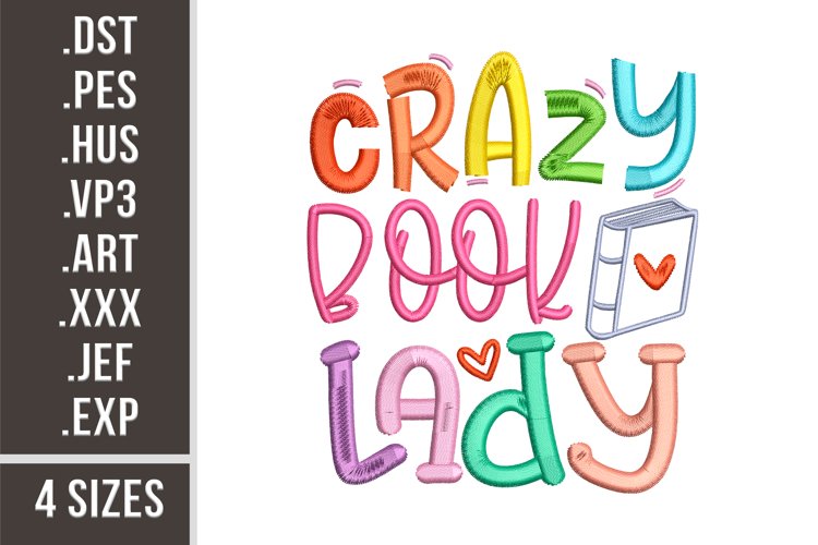 Crazy Book Lady | Embroidery Design