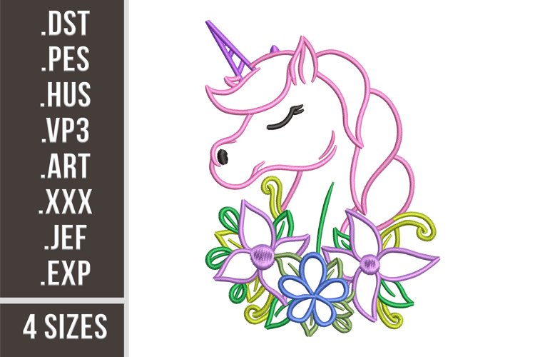 Unicorn With Flowers | Floral Embroidery