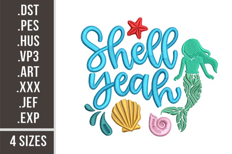 Shell Yeah | Mermaid Embroidery Design