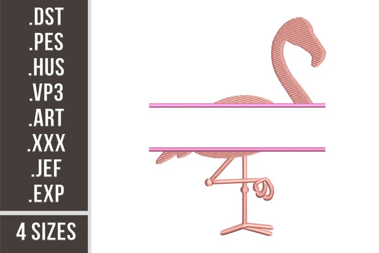 Pink Flamingo | Split Monogram Embroidery Design