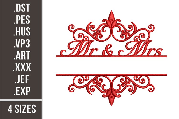 Wedding Mr. and Mrs. Monogram | Embroidery Design