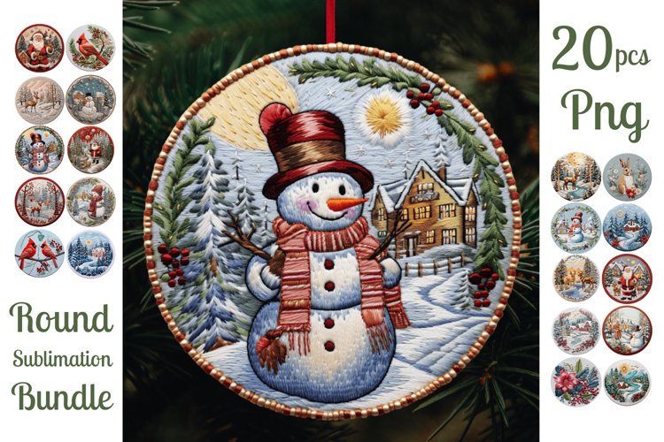 3D Embroidery Look Christmas Ornaments Sublimation Bundle