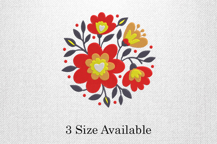 Colorful Floral Bloom Embroidery Design