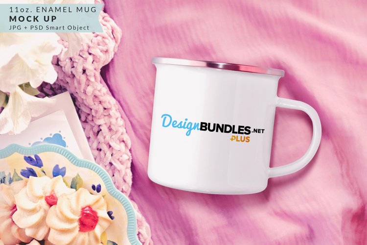 Enamel Mug with Cookies | Sublimation Mock up