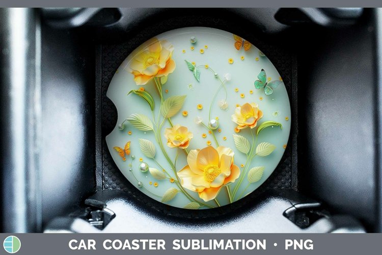 Enchanted Flowers 3D Buttercup Car Coaster Sublimation Coast