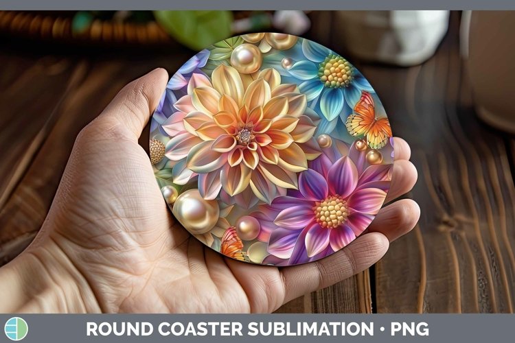 Enchanted Flowers 3D Dahlia Round Coaster Sublimation Coaste