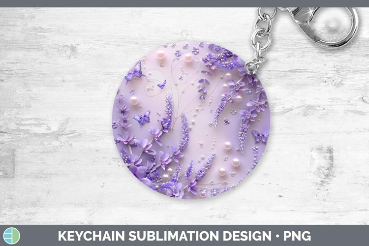 Enchanted Flowers 3D Lavender Keychain Sublimation Keyring D