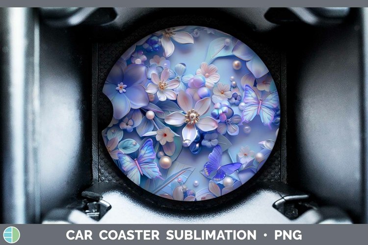 Enchanted Flowers 3D Periwinkle Car Coaster Sublimation Coas