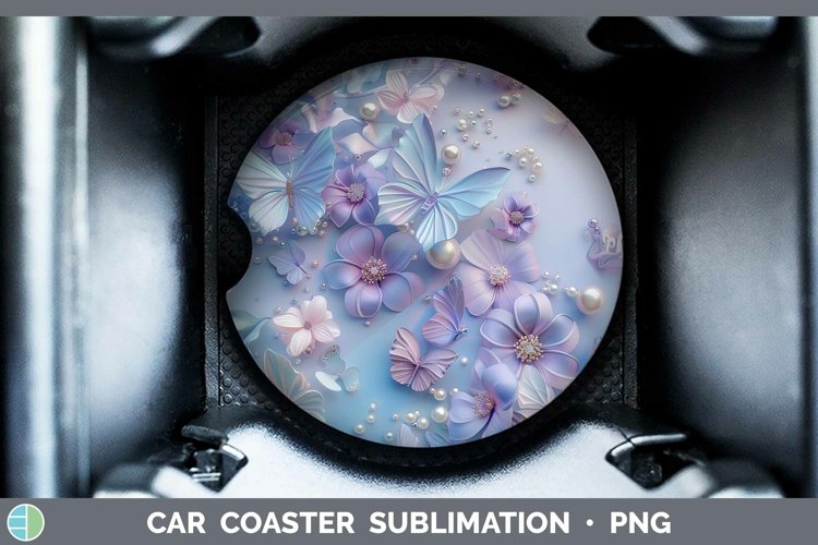 Enchanted Flowers 3D Periwinkle Car Coaster Sublimation Coas