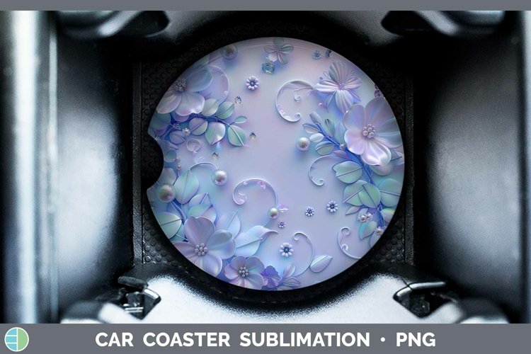 Enchanted Flowers 3D Periwinkle Car Coaster Sublimation Coas