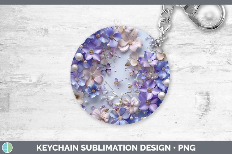 Enchanted Flowers 3D Periwinkle Keychain Sublimation Keyring