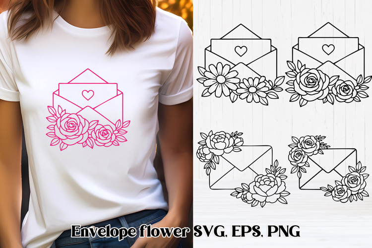 Envelope flower SVG design | Valentine’s Day SVG design