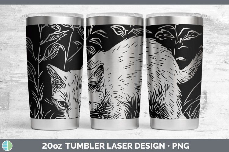 Etch White Cat Laser 20oz Tumbler Sublimation Tumbler Design