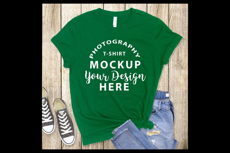 Bella Canvas 3001 t-shirt mock-up EVERGREEN (2248986)