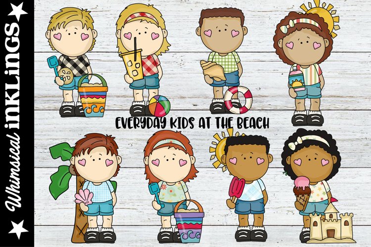 Everyday Kids At The Beach Clipart Collection