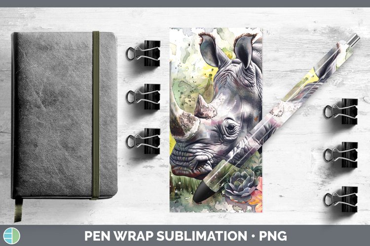 Exotic Animals Rhino Pen Wrap Sublimation Epoxy Pen Designs