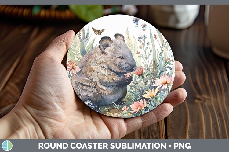 Exotic Animals Wombat Round Coaster Sublimation Coaster Desi