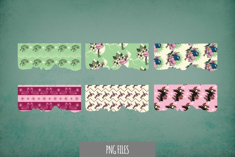 Exotic Bird Seamless Pattern Torn Paper - Scrapbooking PNG