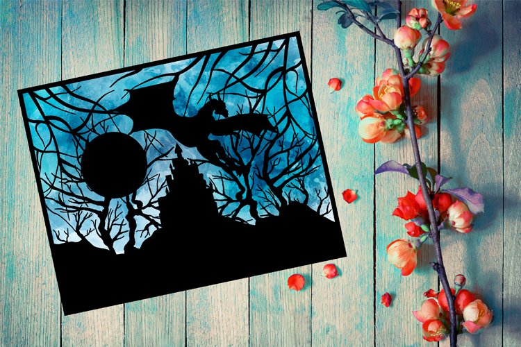 Flying Dragon Paper Cut Template, Dragon SVG, Fantasy SVG (1264648 ...