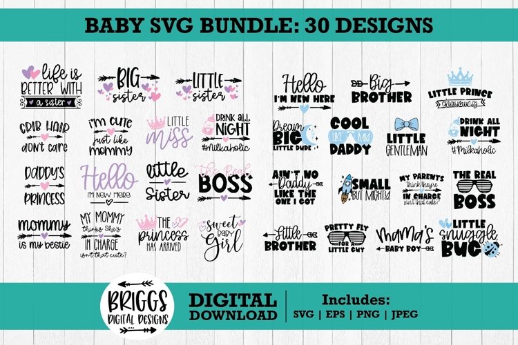 Baby SVG Bundle | 30 SVG Files, baby boy, baby girl, newborn (1270872 ...