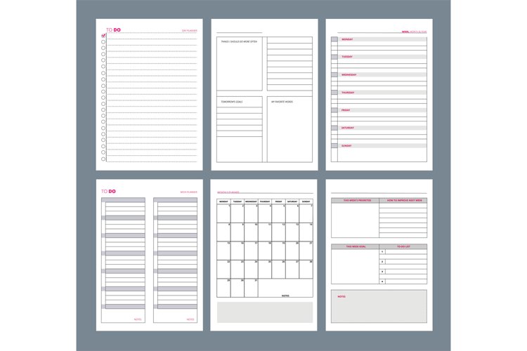 Planner Pages Notebook Agenda Diary Vertical Pages Template 1328932 Illustrations Design 