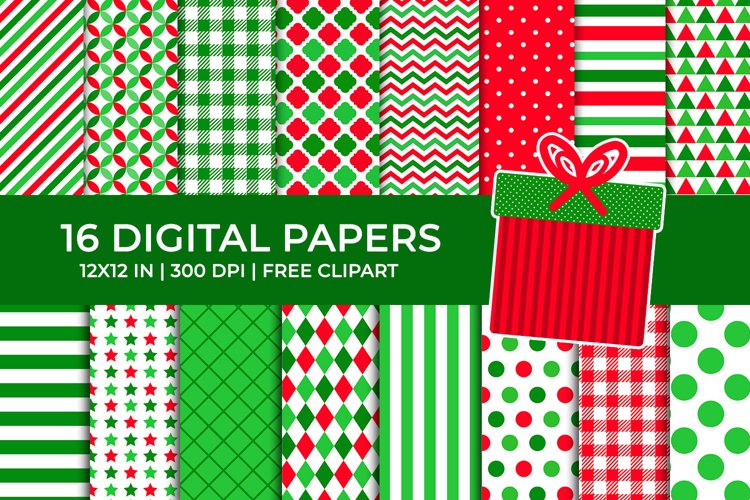 Christmas Digital Papers Set, Free Present Clipart (894213 ...