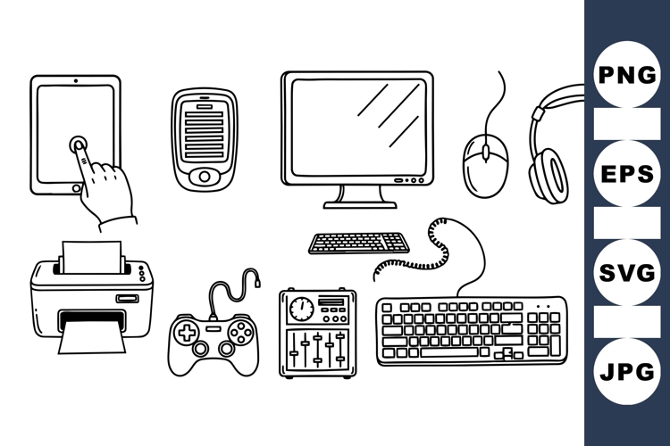 Vector Line Art Tech Device Clipart
