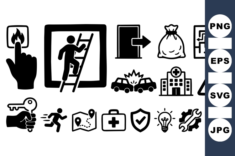 Emergency Exit Icon for Safety Signs and Plans