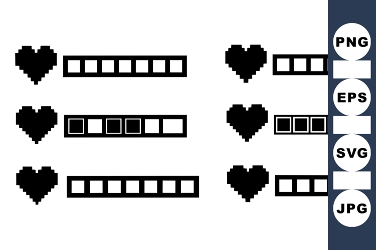 Pixel Heart Life Bar Icon for Game UI