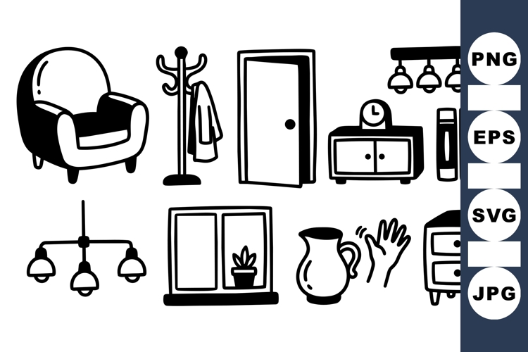 Hand Drawn Home Furniture SVG Clipart