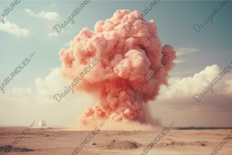 Massive dust explosion in desert landscape