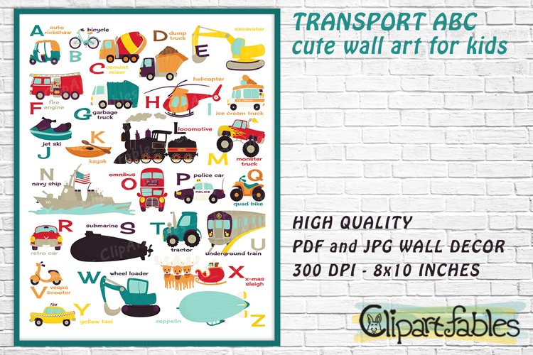 English TRANSPORT alphabet, Vehicle ABC, wall decor for kids (482450 ...