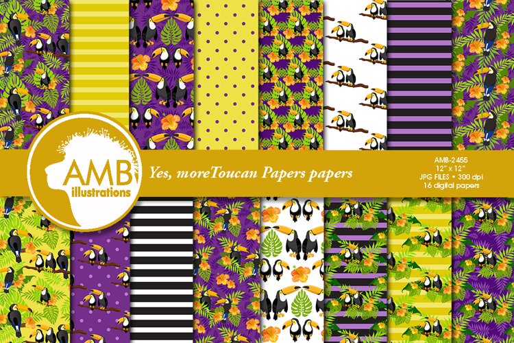 Toucan papers, exotic bird pattern AMB-2455